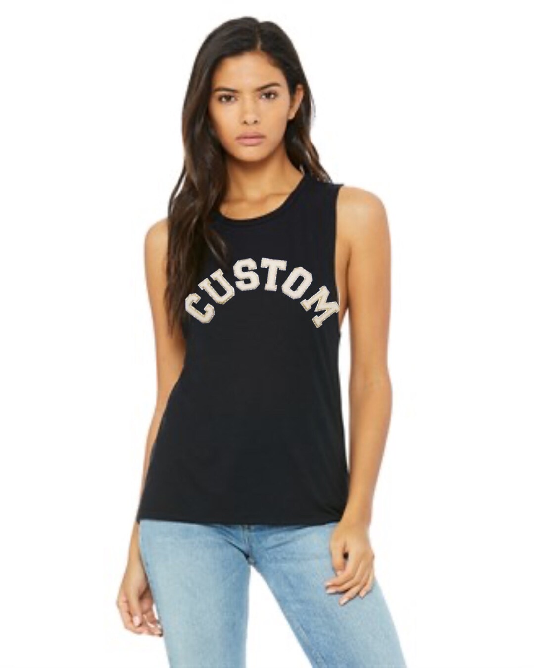 Custom Tank Top With Chenille Letter Custom Women Tank Top Personalized ...
