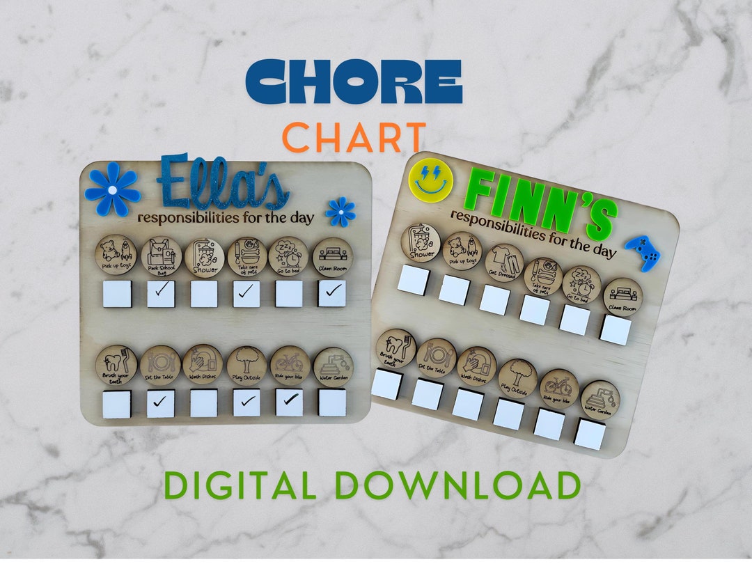 Wood Chore Chart Svg File Digital Download Laser Chore Chart Digital ...