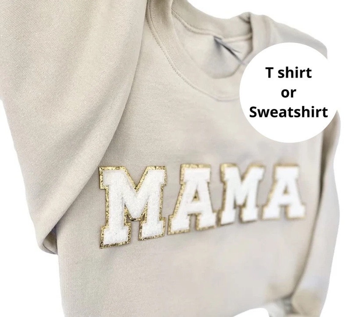 Mama Shirt Chenille Patch Mom Shirt Custom Mama Crewneck Gift - Etsy