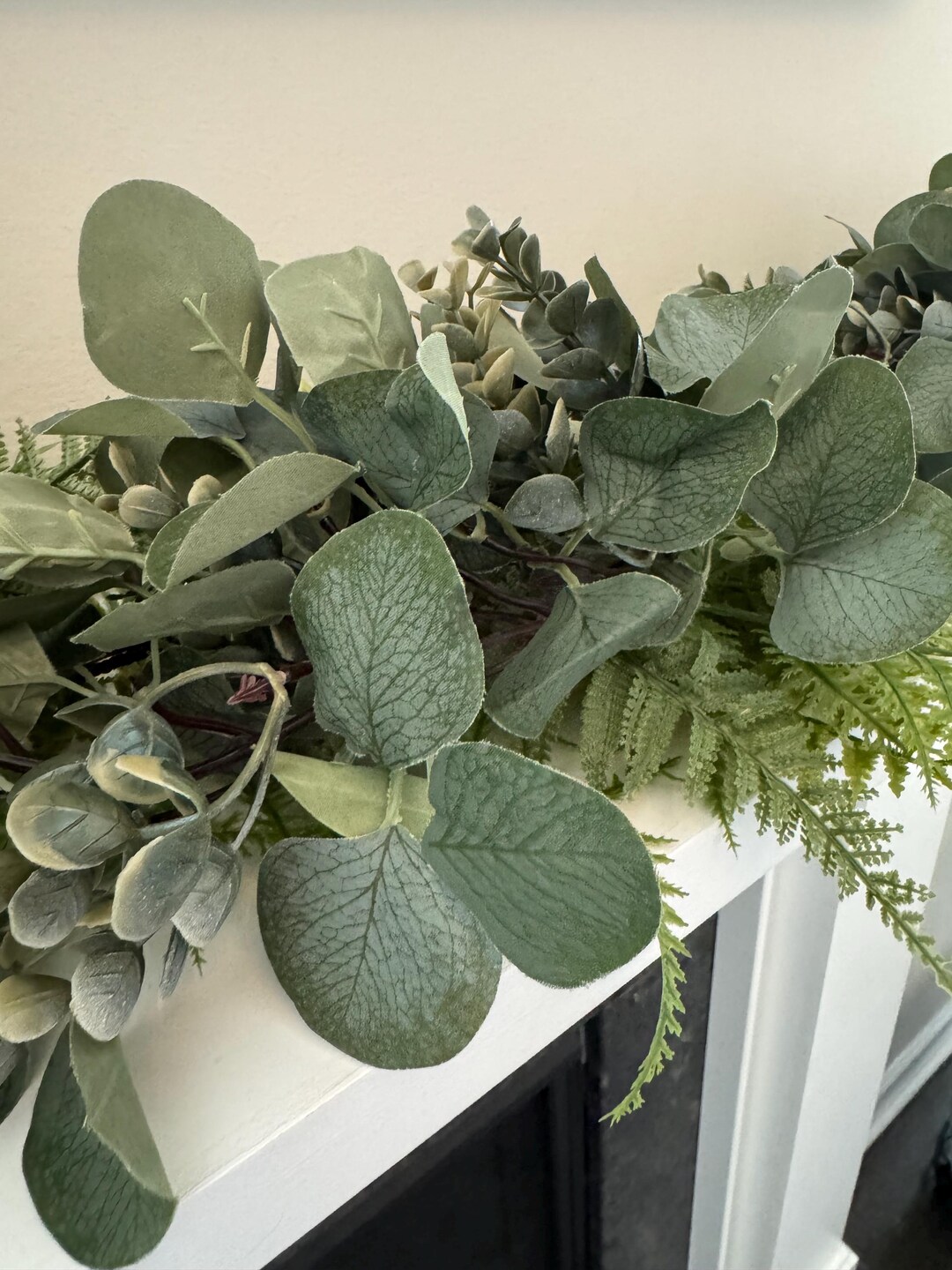 Eucalyptus Garland Fireplace Mantel Greenery Decor for Living Room Faux ...