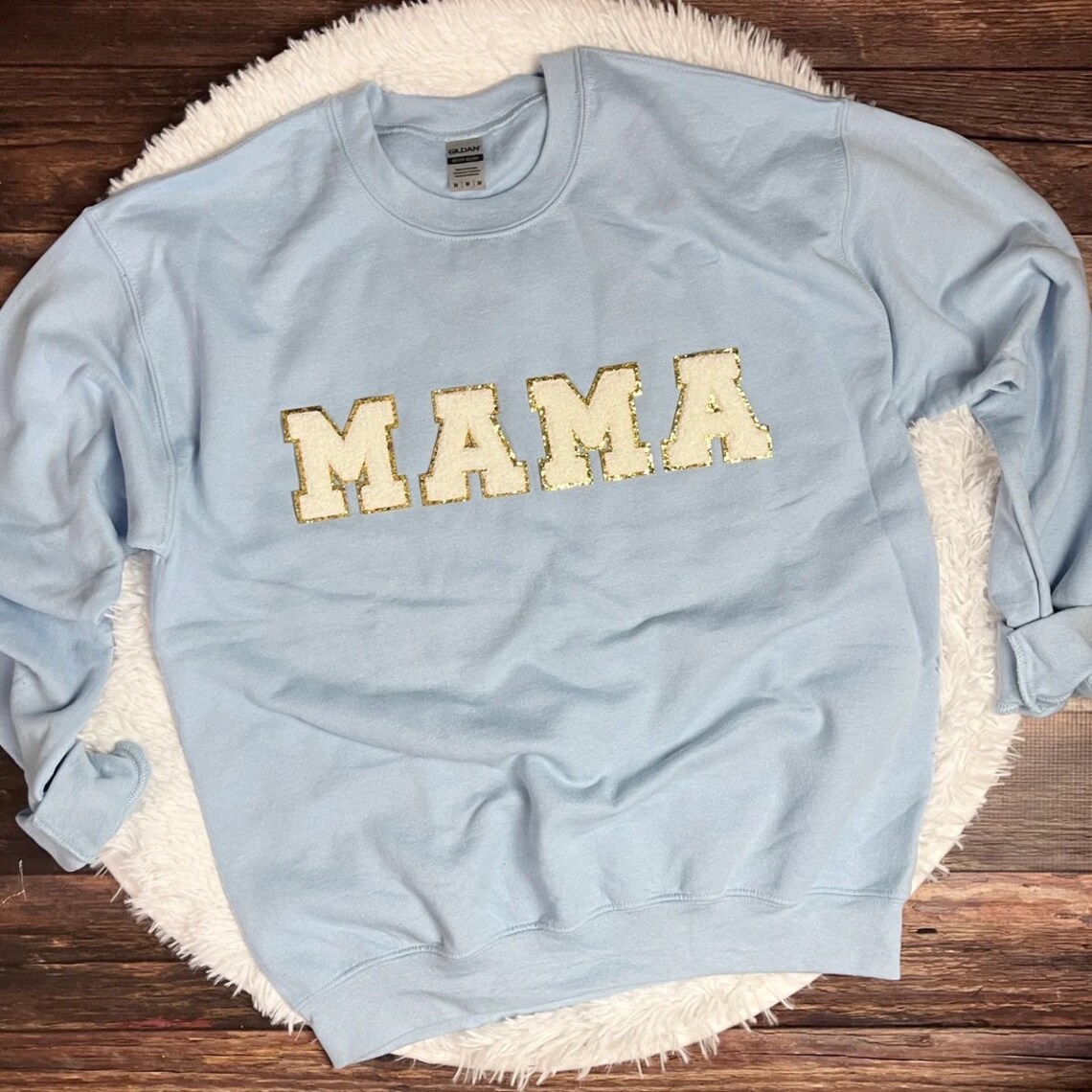 Mama Shirt Chenille Patch Mom Shirt Custom Mama Crewneck Gift - Etsy
