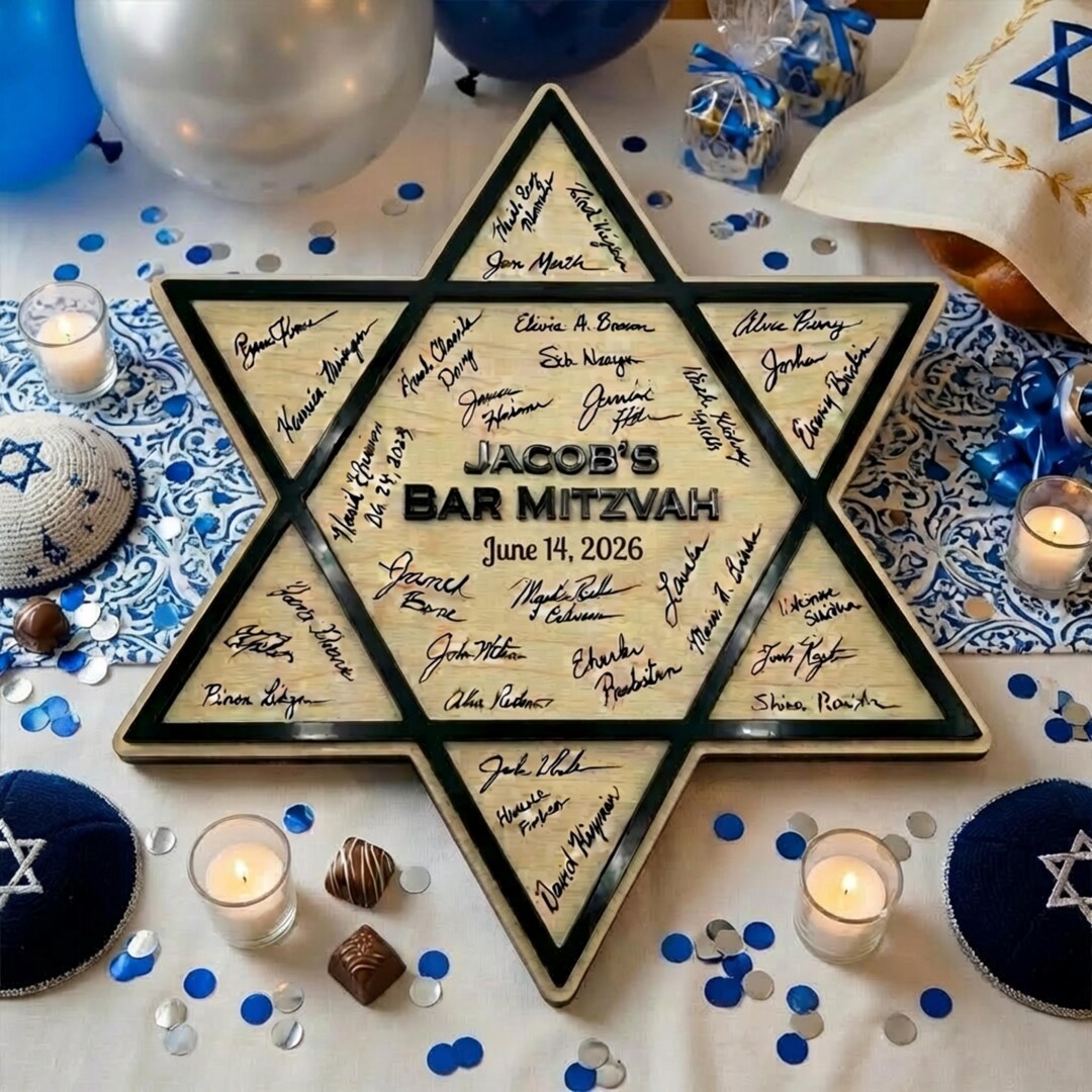Bar Mitzvah Guest Book Alternative | Personalized Mazel Tov Signature ...
