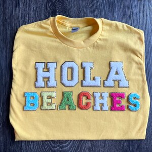 Chenille Patch Beach Shirt Varsity Patch T Shirt for the Beach Custom ...