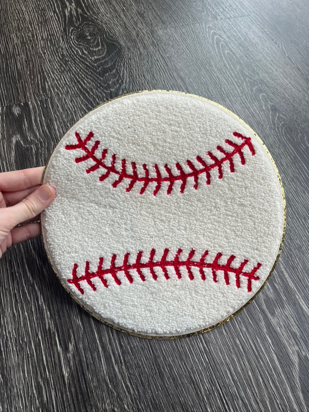 Baseball Chenille Patch Large Baseball Iron on Patch Iron on Chenille ...