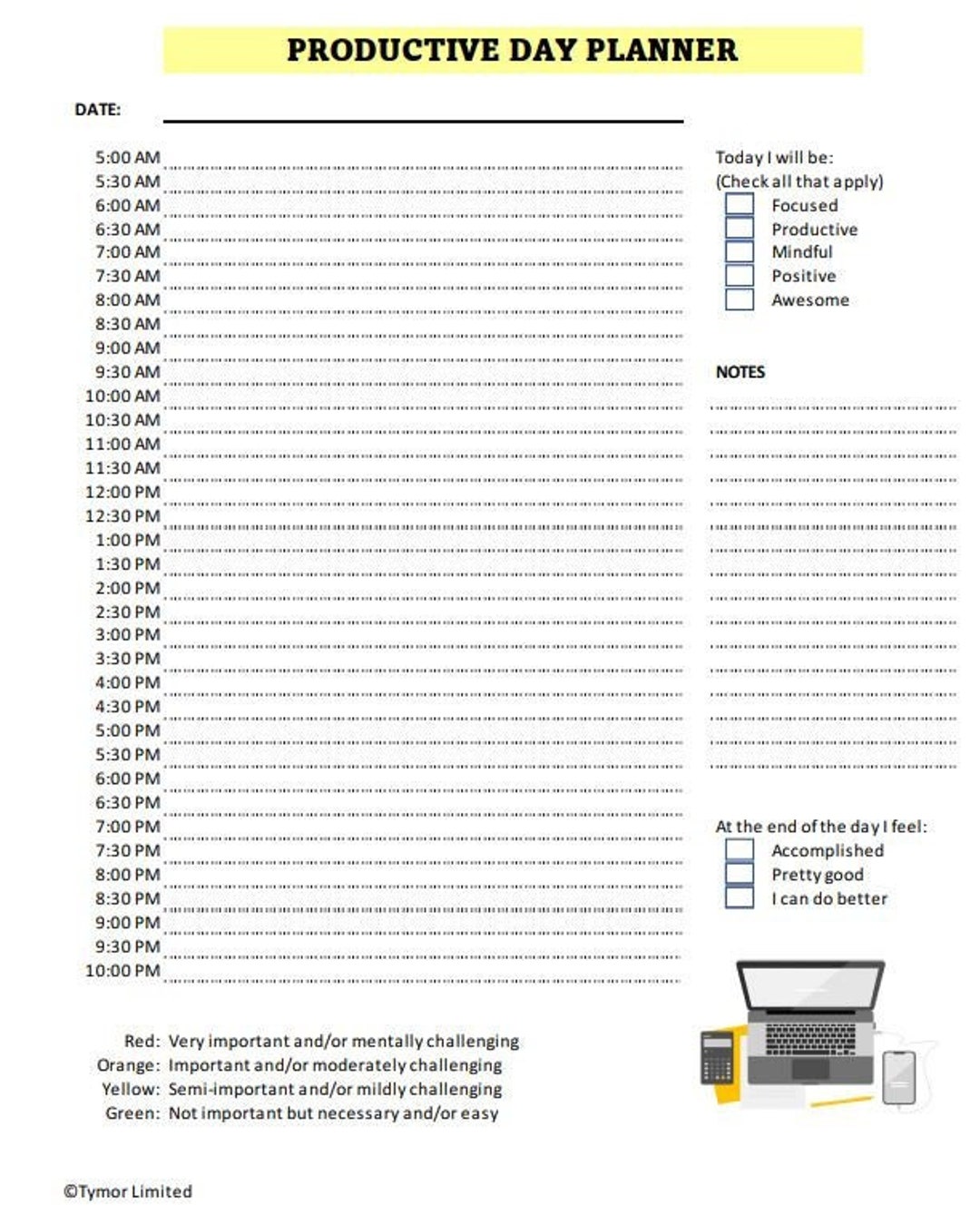 Productive Day Planner Printable, Daily Planner, Today’s Plan Template ...