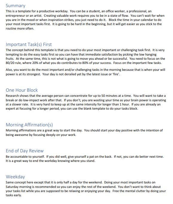 Productive Day Planner Printable, Daily Planner, Todays Plan Template ...