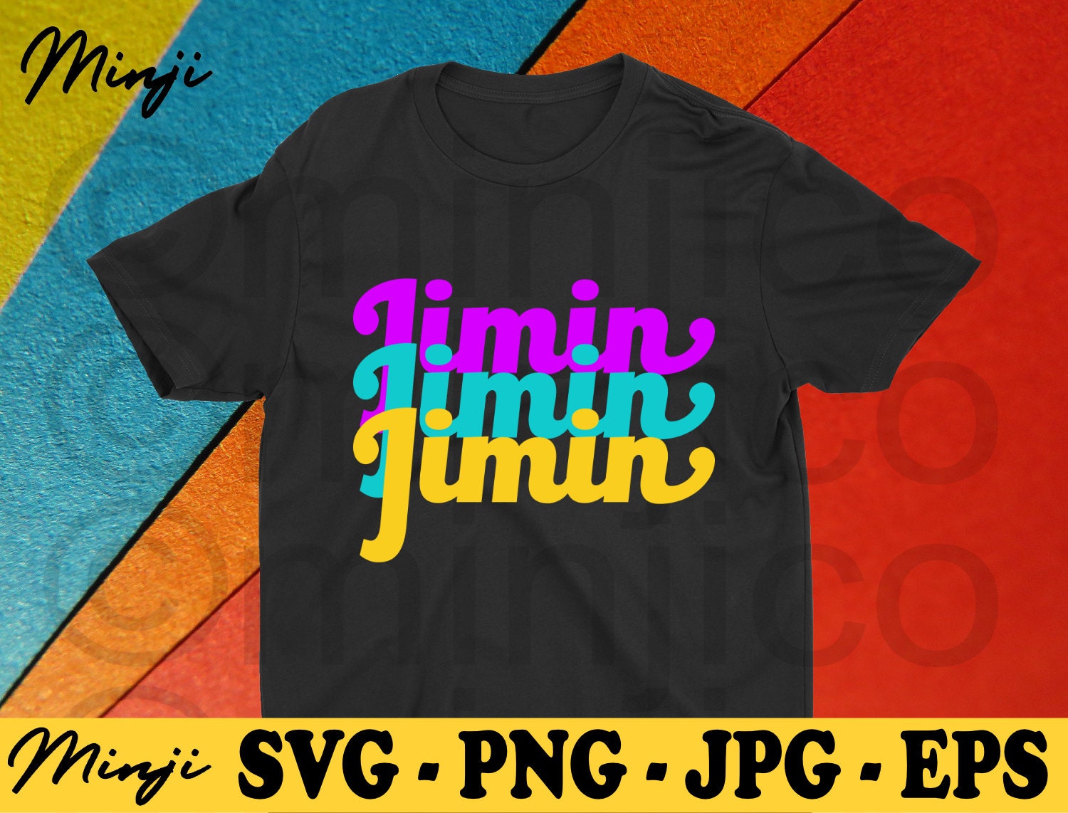 BTS Park Jimin Retro Name Design - Svg Png Jpg Downloadable File ...