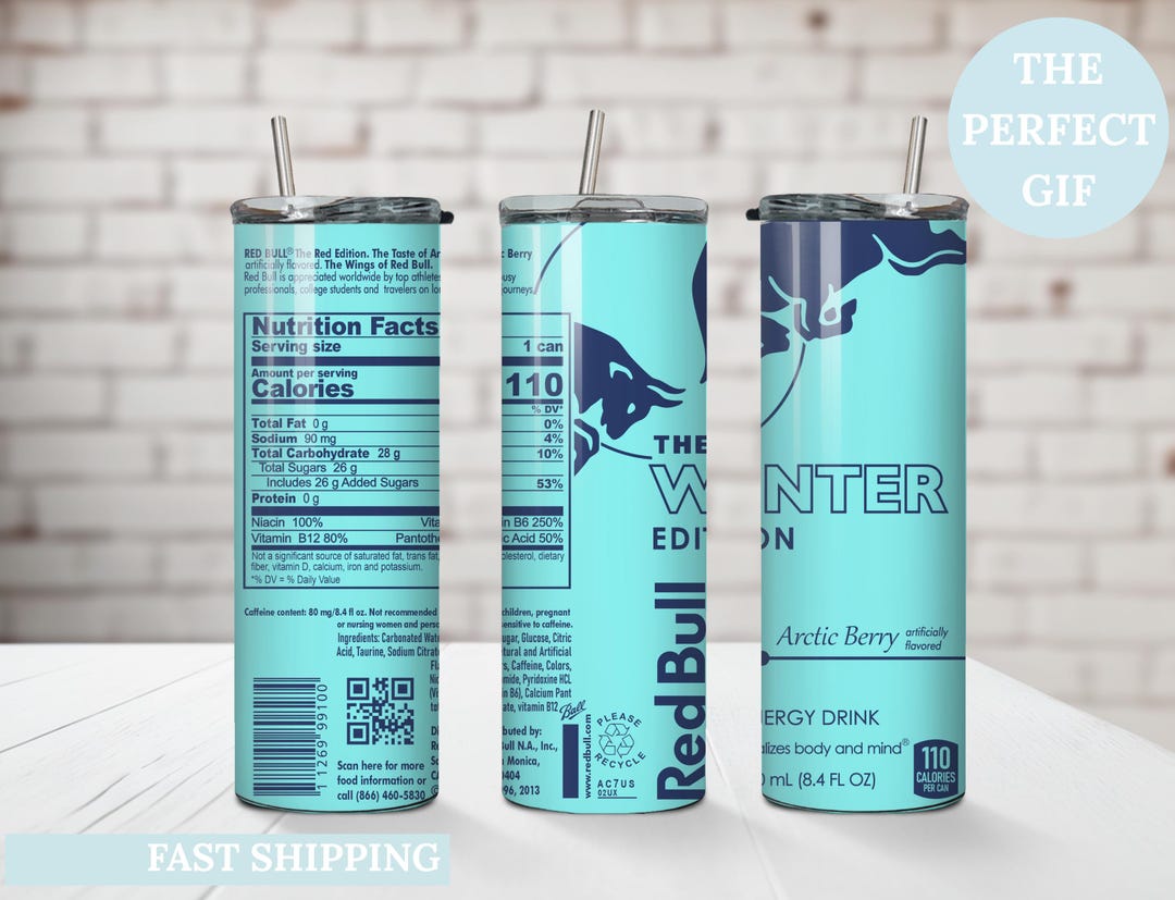 Mint Blue Energy Drink Inspired 20oz Skinny Tumbler — Custom Drinkware ...