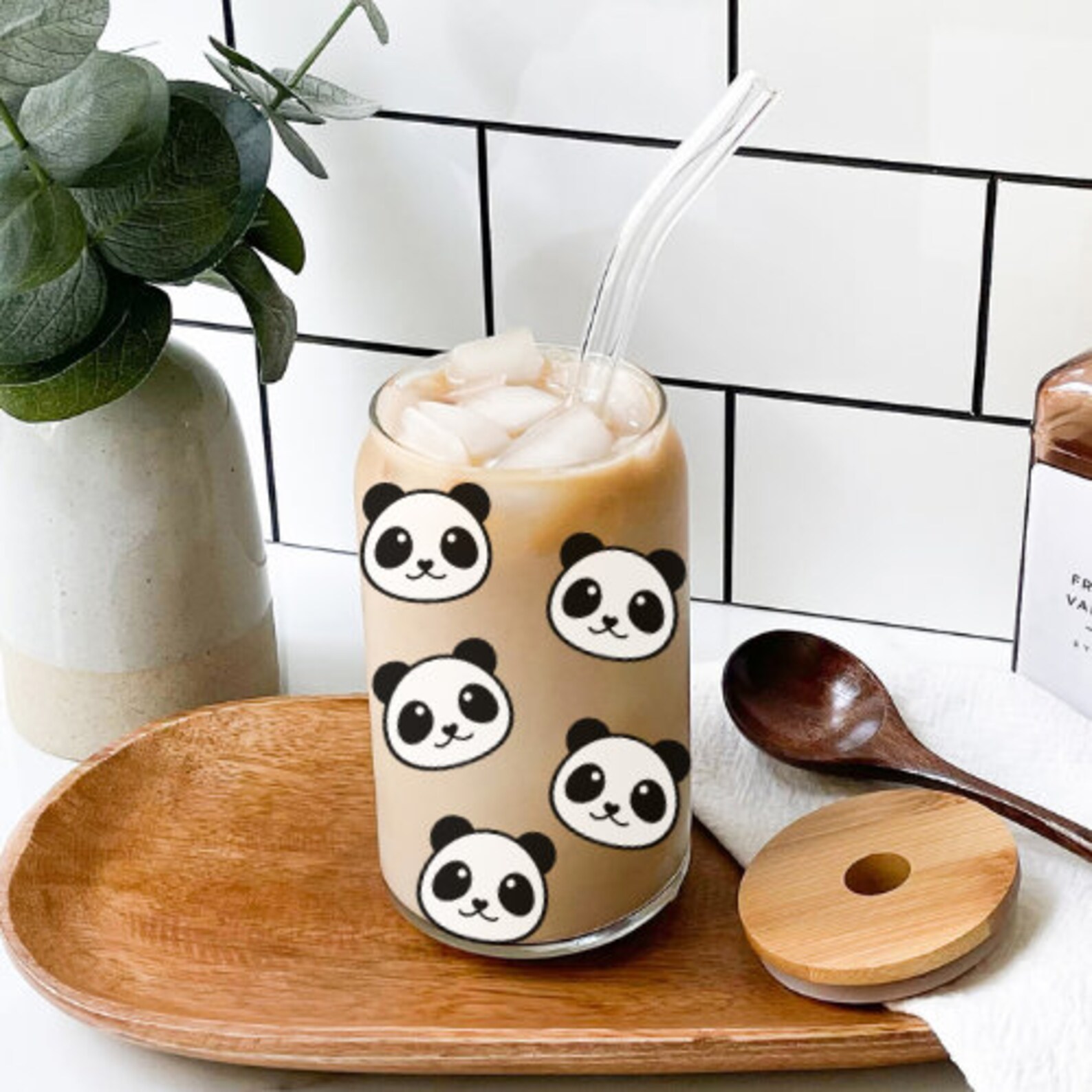 Panda Glass Cup | Cute Animals | Cute Panda | Gift for Mom | Glass ...