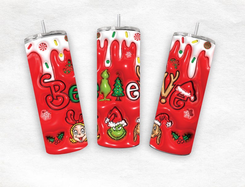 Grinch-inspired Christmas Tumbler - 20oz Skinny Stainless Steel Cup ...