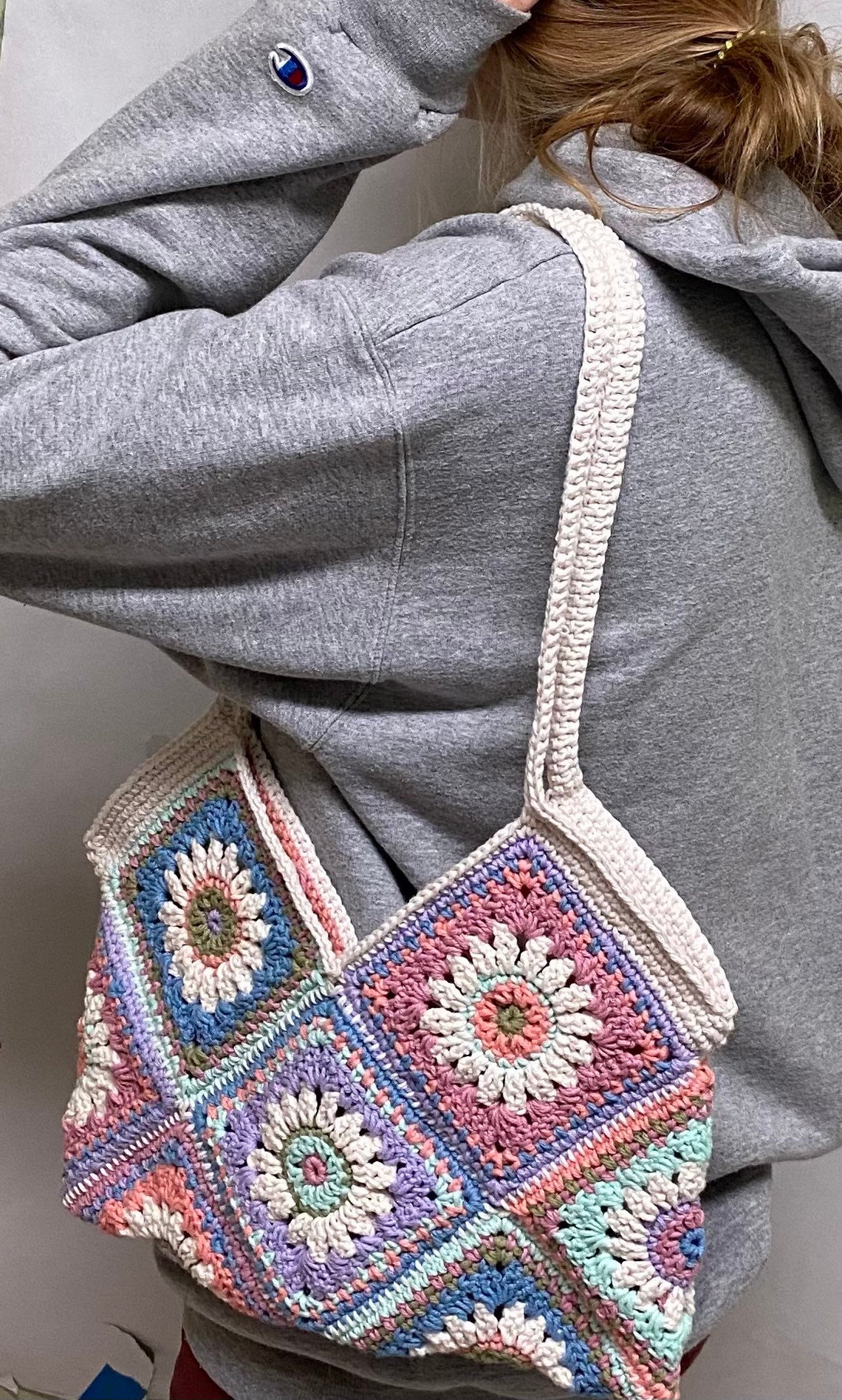 Flower Granny Square Crochet Bag, Crochet Bag, PATTERN, Instant ...