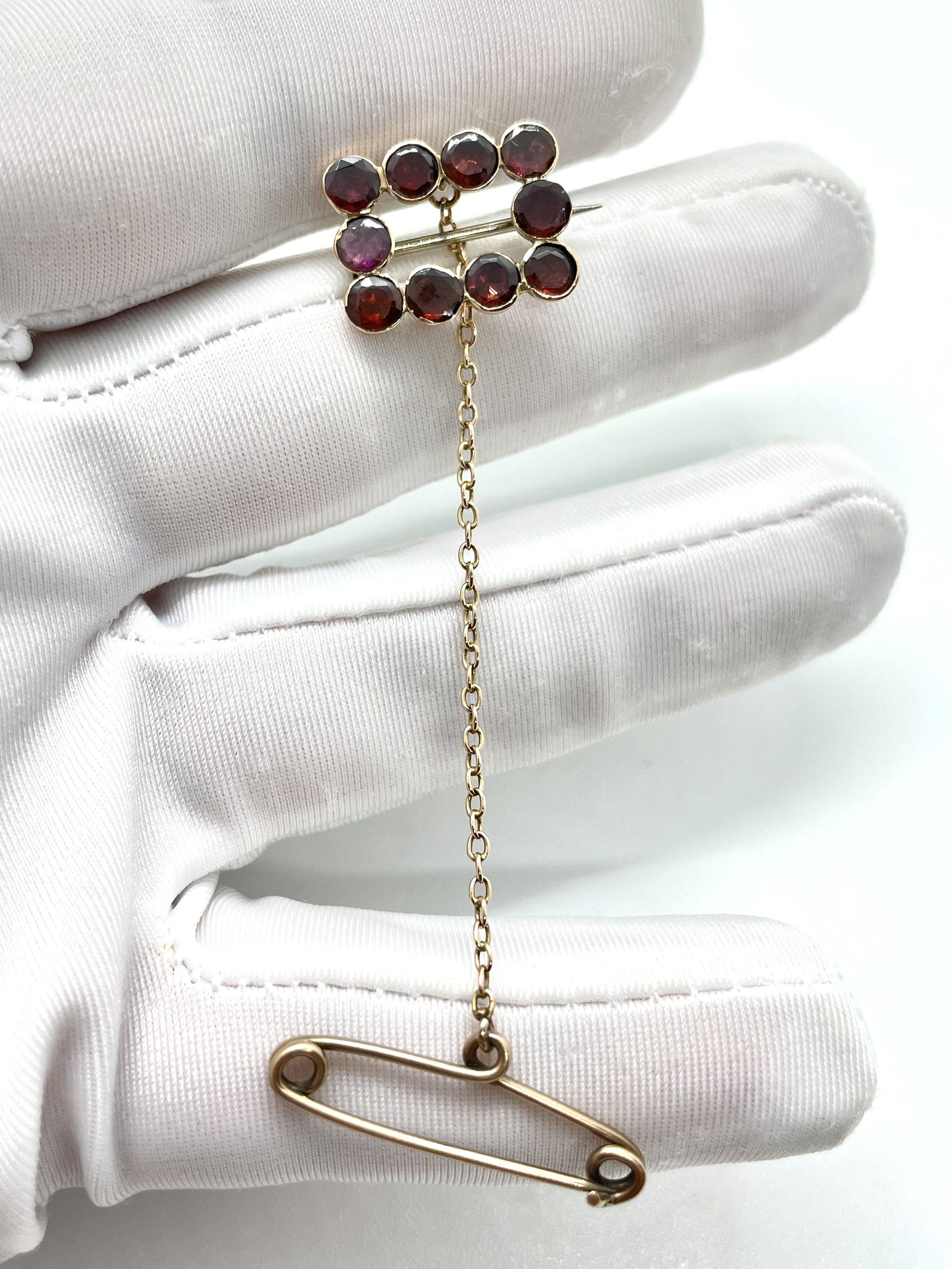 Antique Georgian 9ct Rose Gold Flat-cut Garnet Safety Chain - Etsy