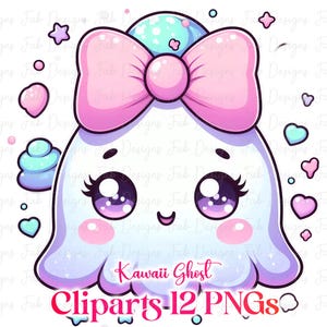 12 Kawaii Cute Halloween Ghost Clipart, Cute Ghost, Halloween Png ...