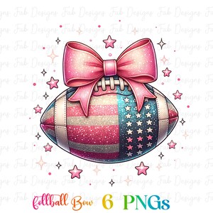 6 Football Sports Coquette Bow Png, Sports PNG Bundle, Football Png ...