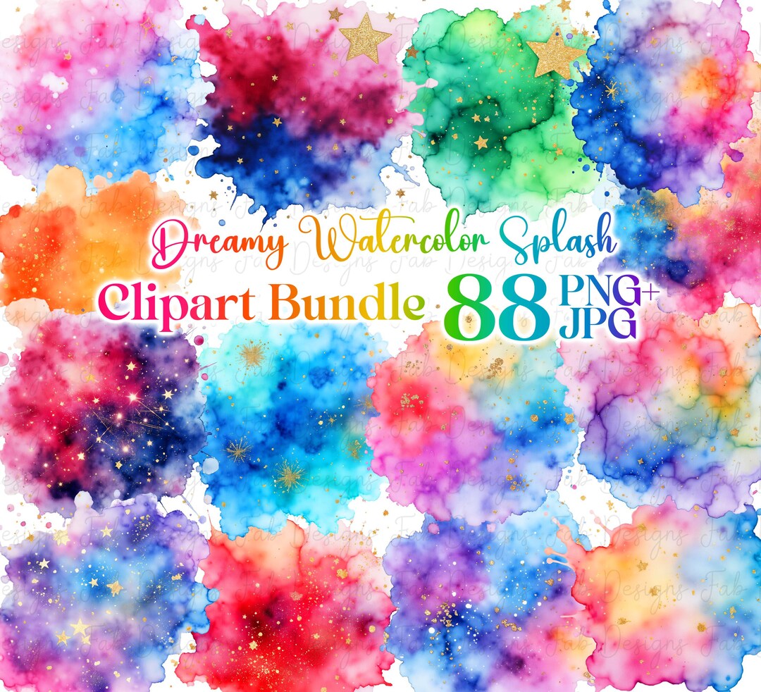 88 Dreamy Watercolor Splash Clipart PNG Paint Splatter Clipart Alcohol ...