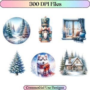 124 Winter Clipart Bundle, Watercolor Frosty Coziness Clipart, Cozy ...