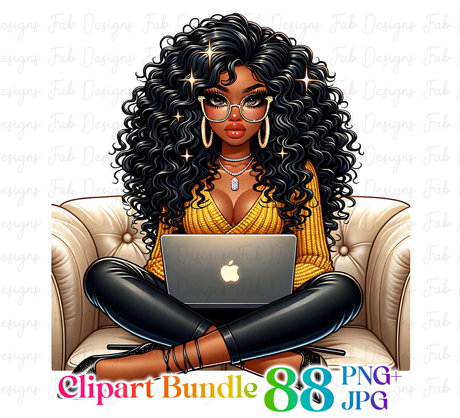 88 Black Girl Clipart Bundle, Fashionable Girl Graphics,afro Girl ...