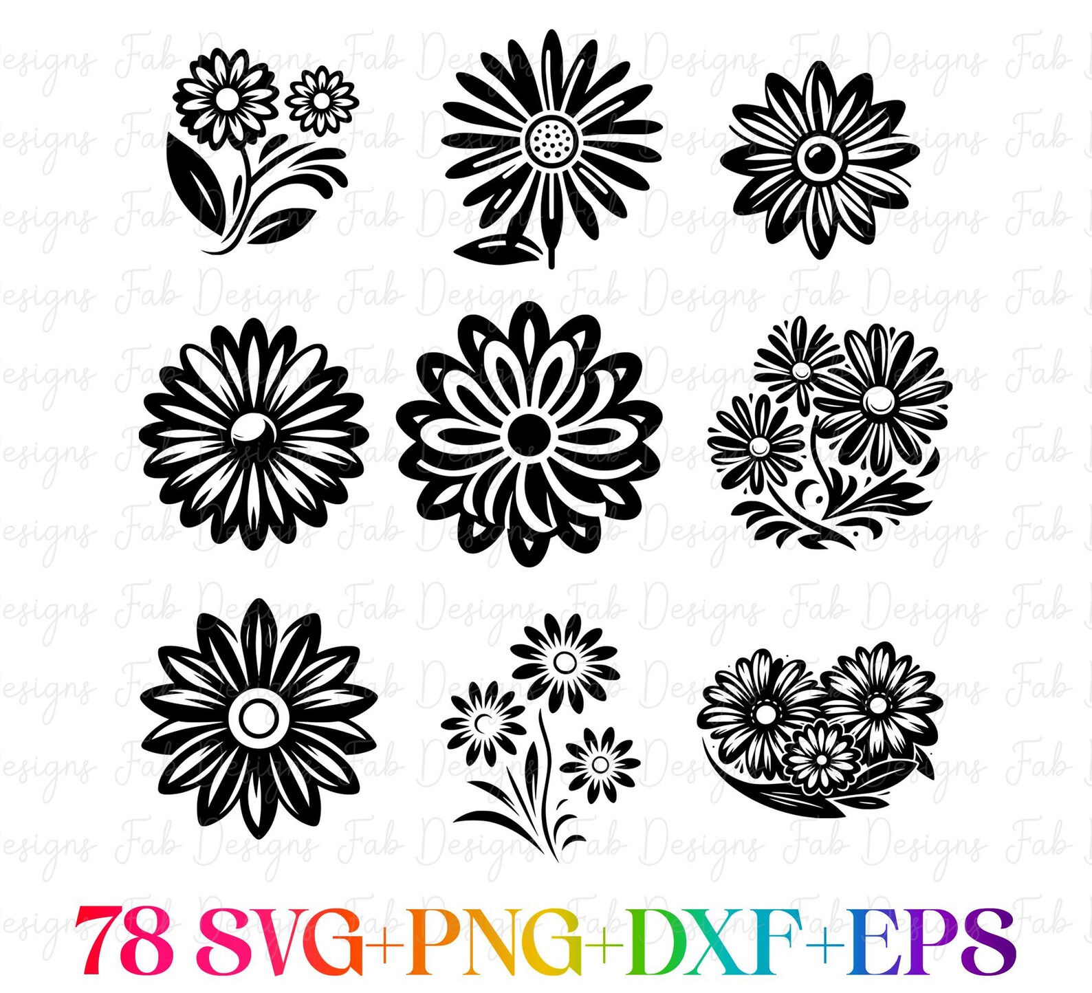 Daisy SVG Bundle: 78 Flower Designs for Cricut (digital Download) - Etsy