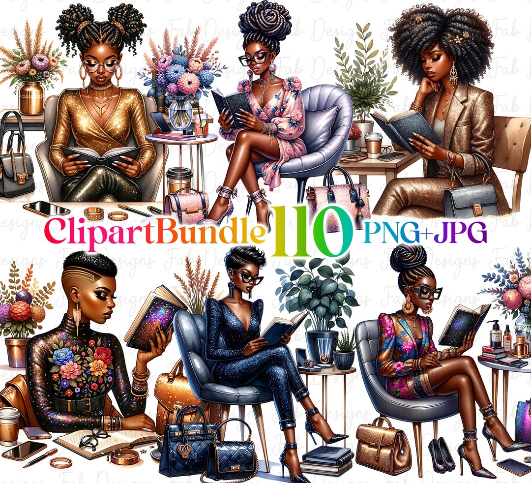 110 Black Girl Planner Art, Planner Girl, Black Girl Clipart,planner ...