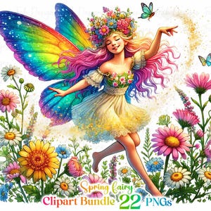 22 Floral Spring Fairy Clipart, Springtime Clipart, Watercolor Romantic ...