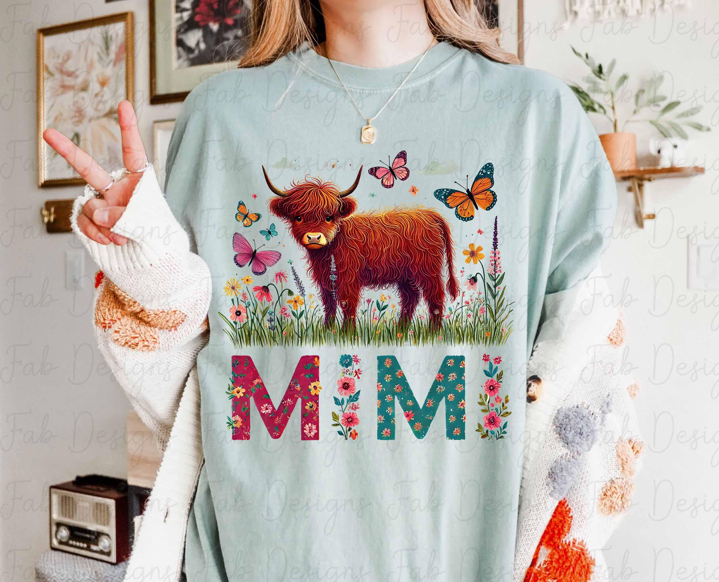Mimi Highland Cow Png: Grandma Cow Sublimation Design (digital Download ...