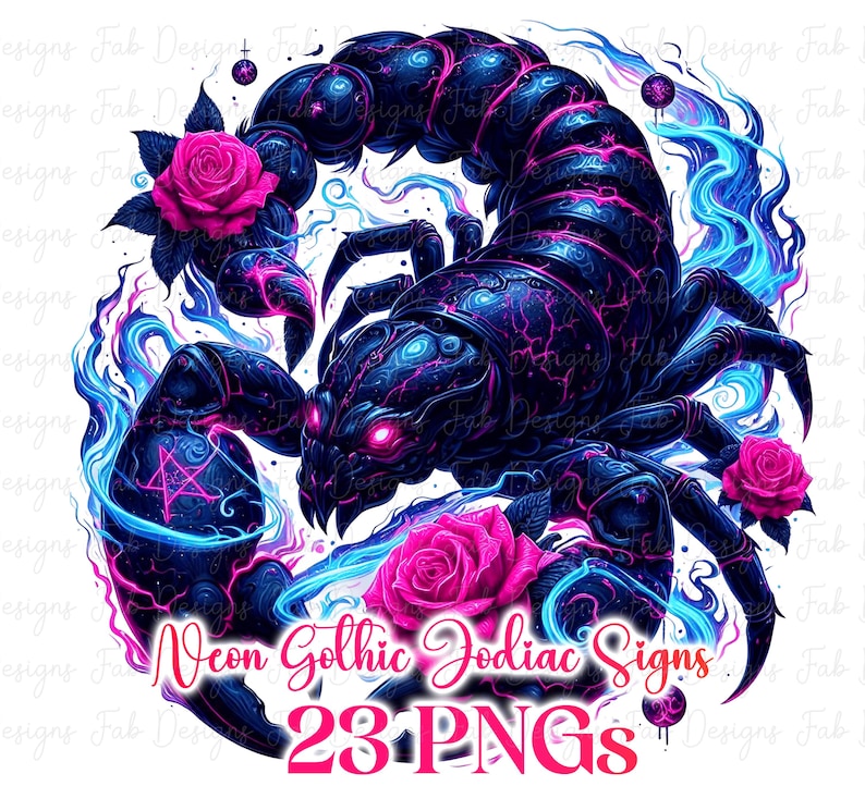 23 Neon Gothic Zodiac Signs PNG Bundle (digital Download) - Etsy