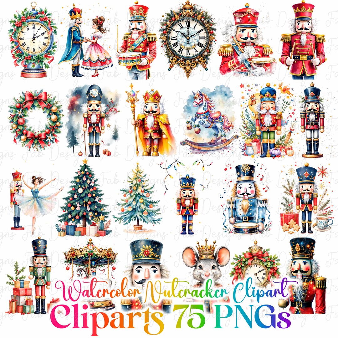 Nutcrackers Watercolor Clipart Bundle - PNG Christmas Nutcracker Images ...