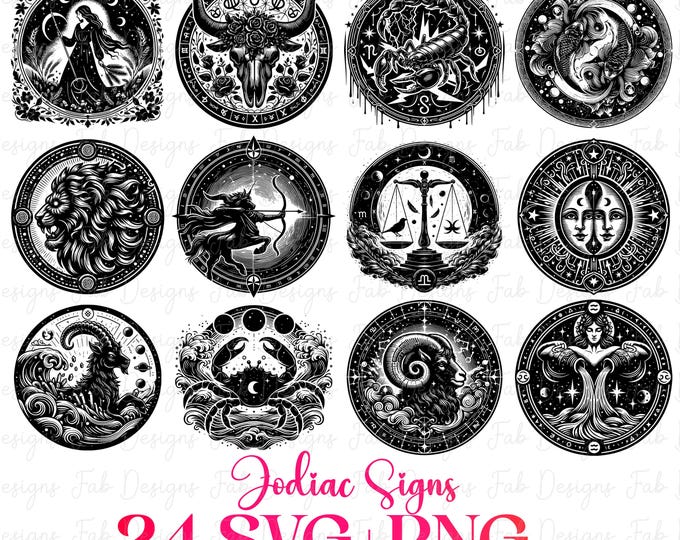 Zodiac SVG Bundle, Astrology Svg, Celestial Svg, Horoscope SVG, Cricut ...