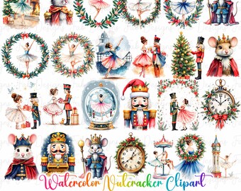 Nutcrackers Watercolor Clipart Bundle - 30 PNG Christmas Nutcracker ...