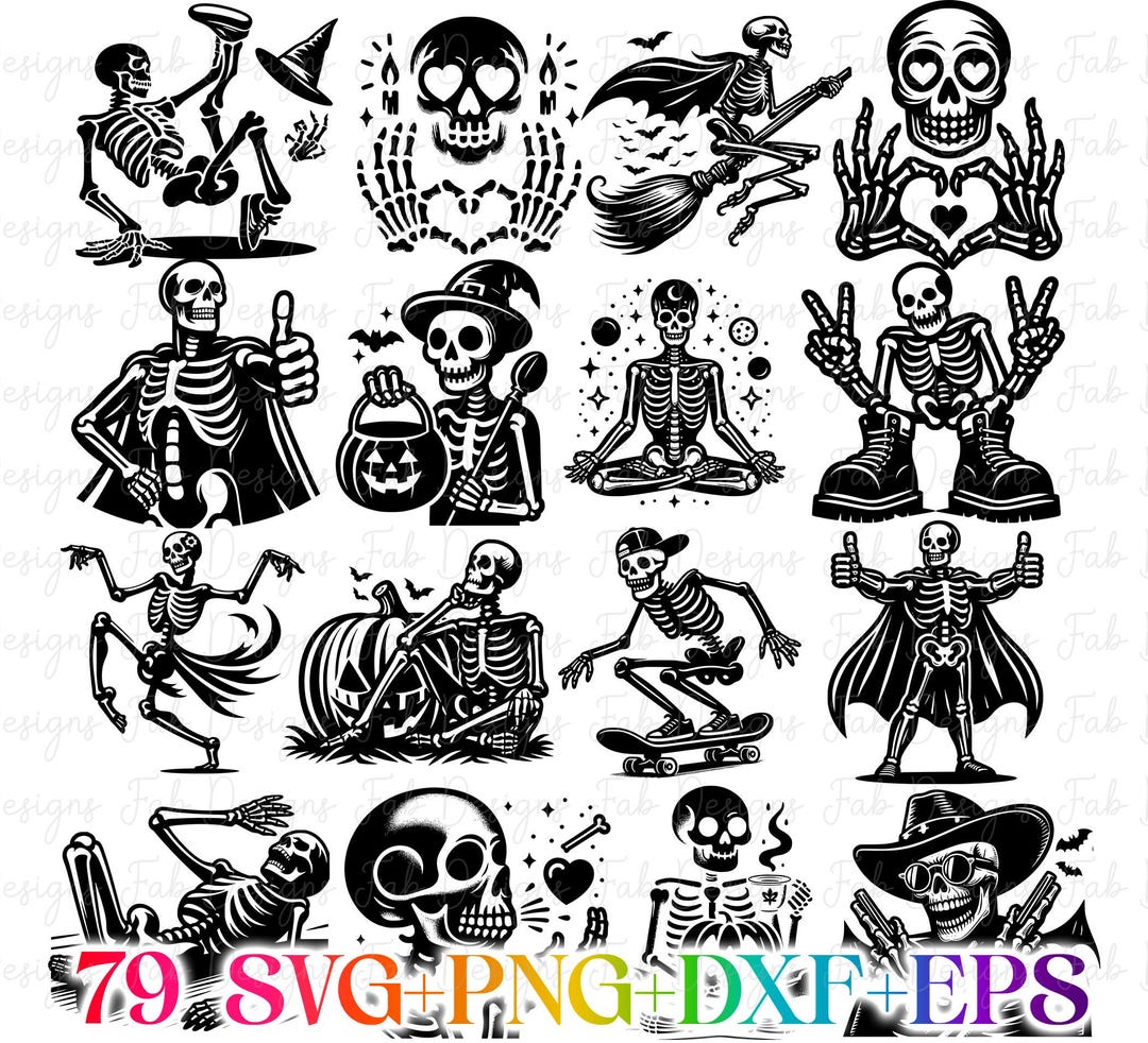 79 SKELETON SVG, Skeleton Svg Bundle, Skeleton Clipart, Skeleton Cut ...