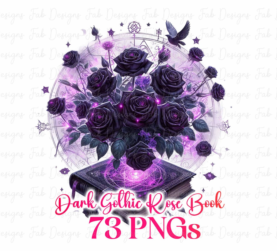 73 Dark Gothic Book Roses Clipart PNG, Gothic Floral Clipart, Dark ...