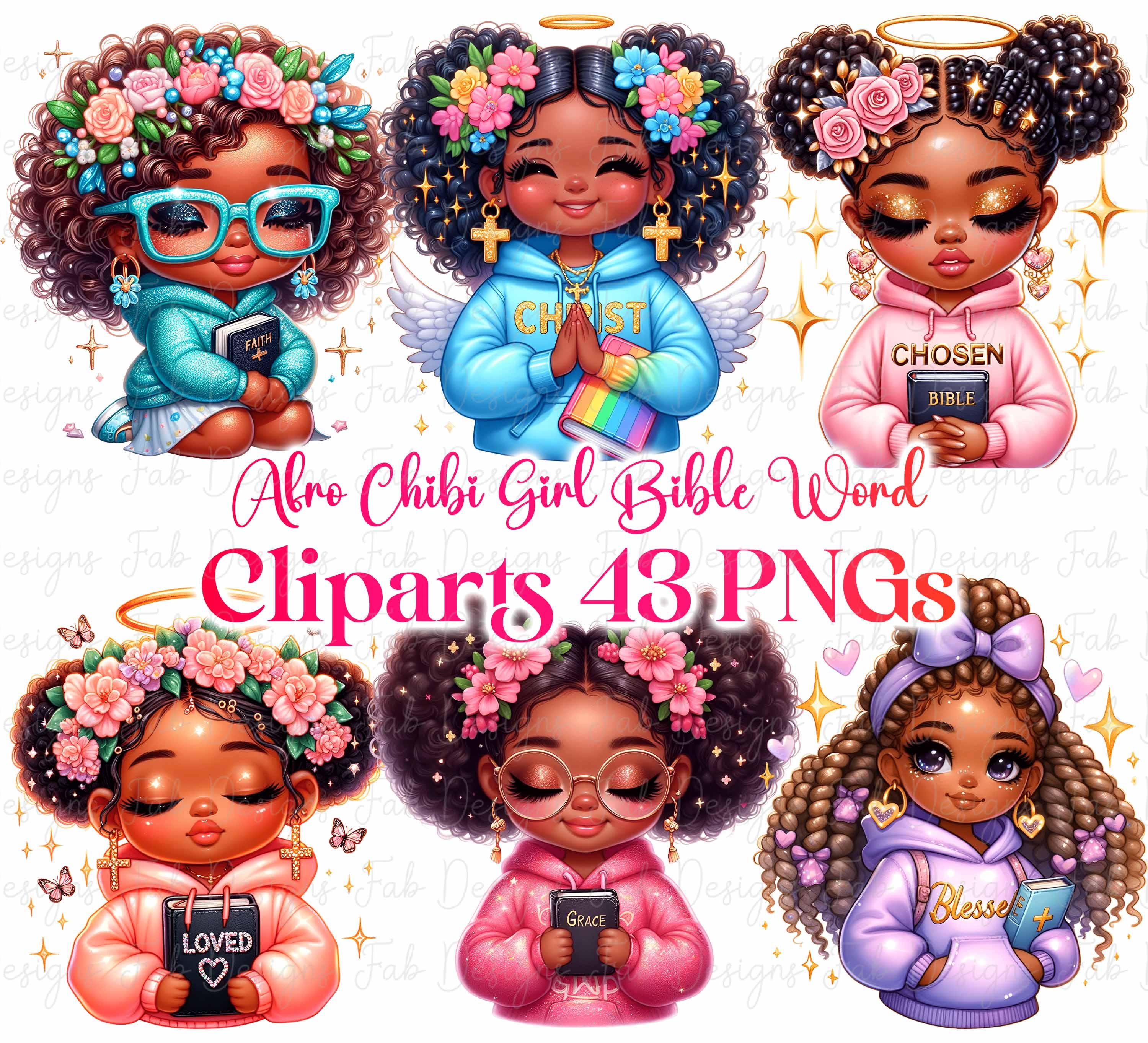 Praying Black Chibi Girl Clipart,afro Faith,jesus & Faith Sublimation ...
