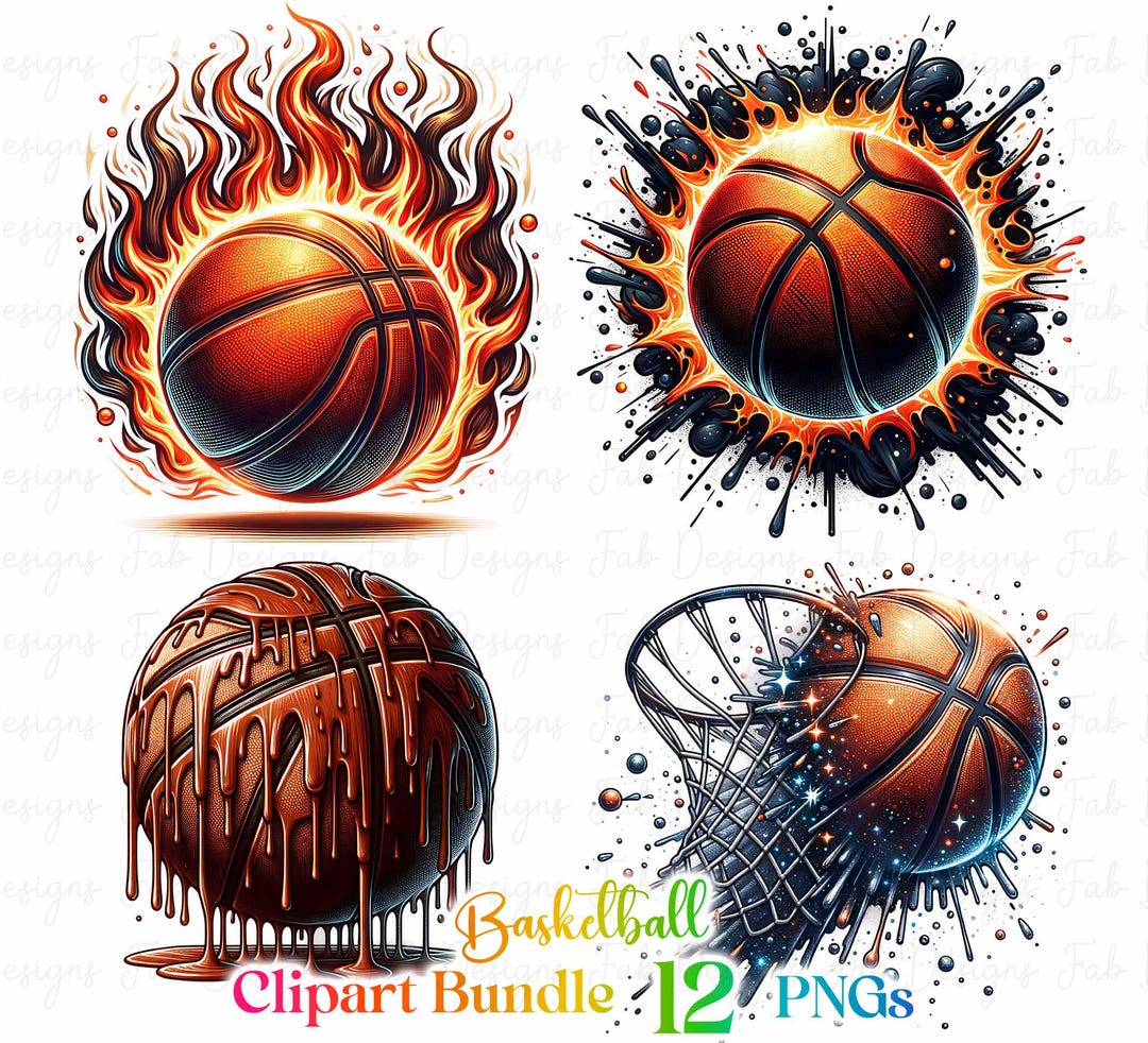 Watercolor Basketball Clipart: Sports Sublimation PNG Bundle (12 PNG ...