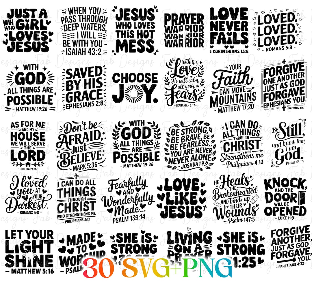 Christian SVG Bundle: Bible Verse, Jesus, God Quotes (digital Download ...