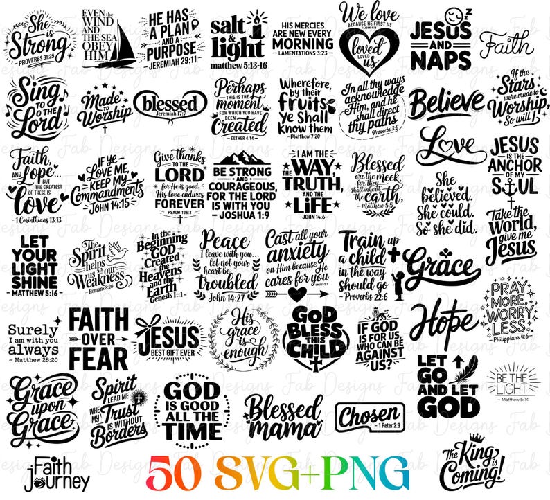 Christian SVG Bundle: Bible Verse, Jesus, God Quotes (digital Download ...