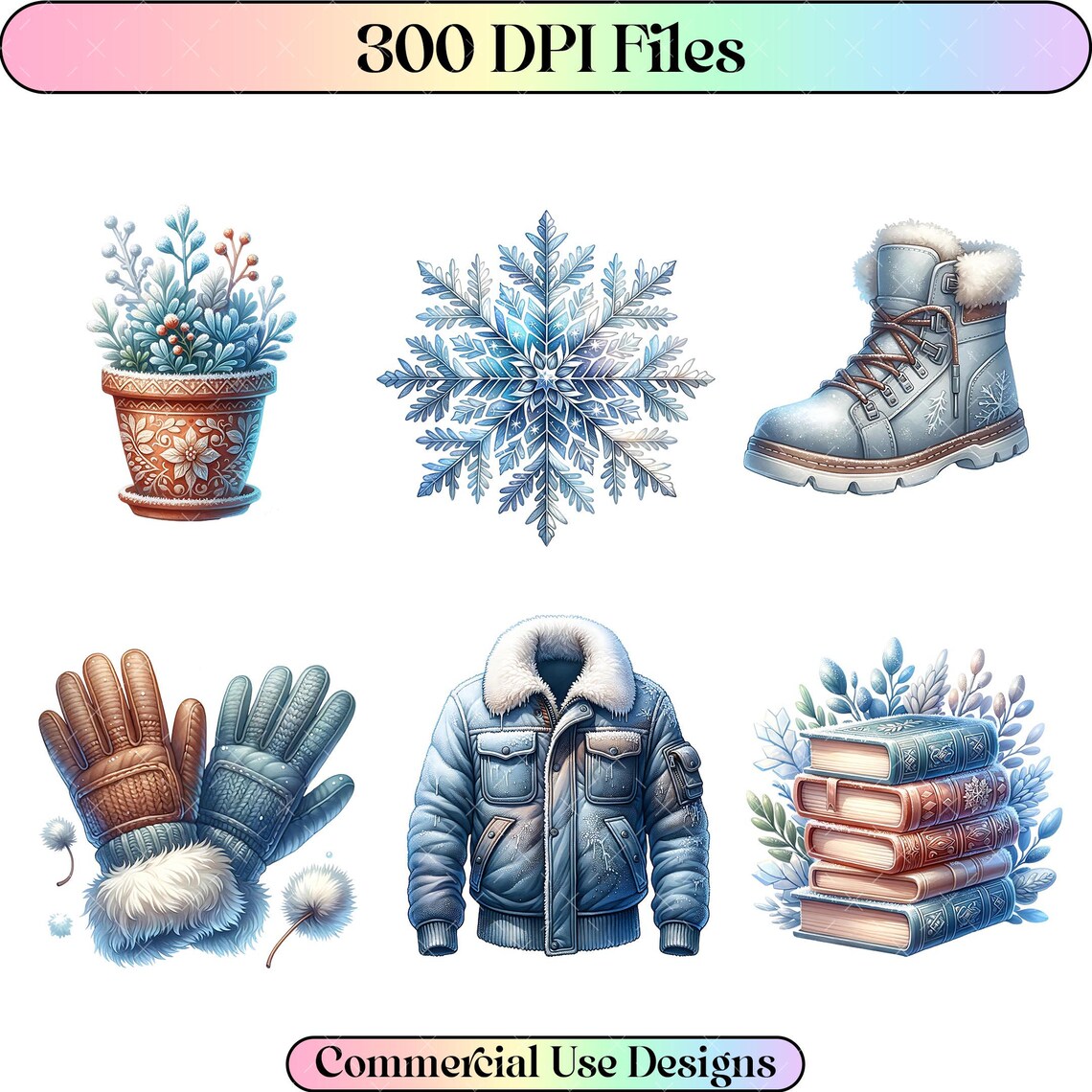 124 Winter Clipart Bundle, Watercolor Frosty Coziness Clipart, Cozy ...