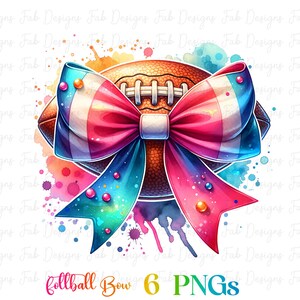 6 Football Sports Coquette Bow Png, Sports PNG Bundle, Football Png ...