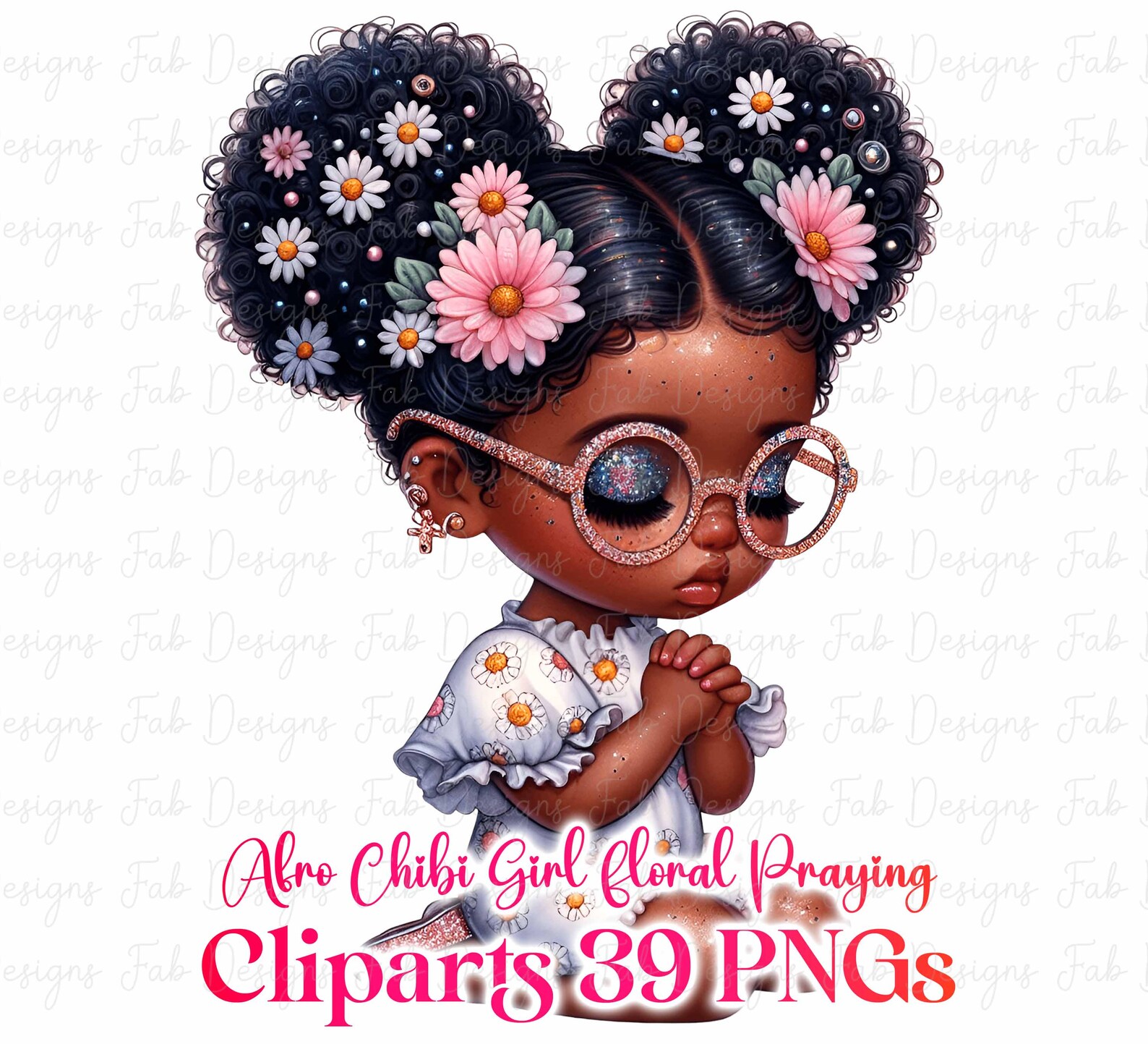 Praying Black Chibi Girl Clipart,afro Faith,jesus & Faith Sublimation ...