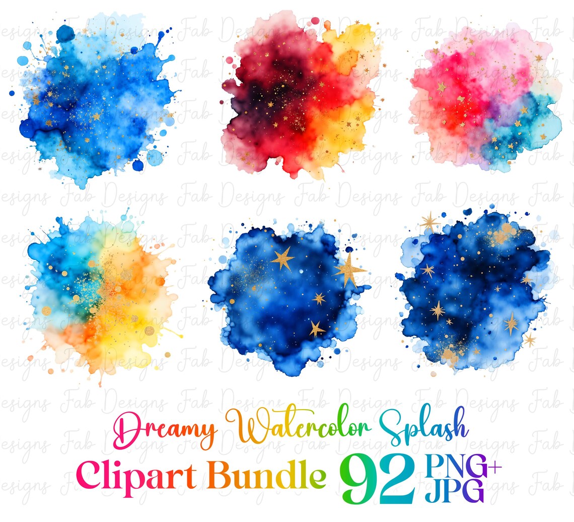 92 Dreamy Watercolor Splash Clipart PNG Paint Splatter Clipart Alcohol ...