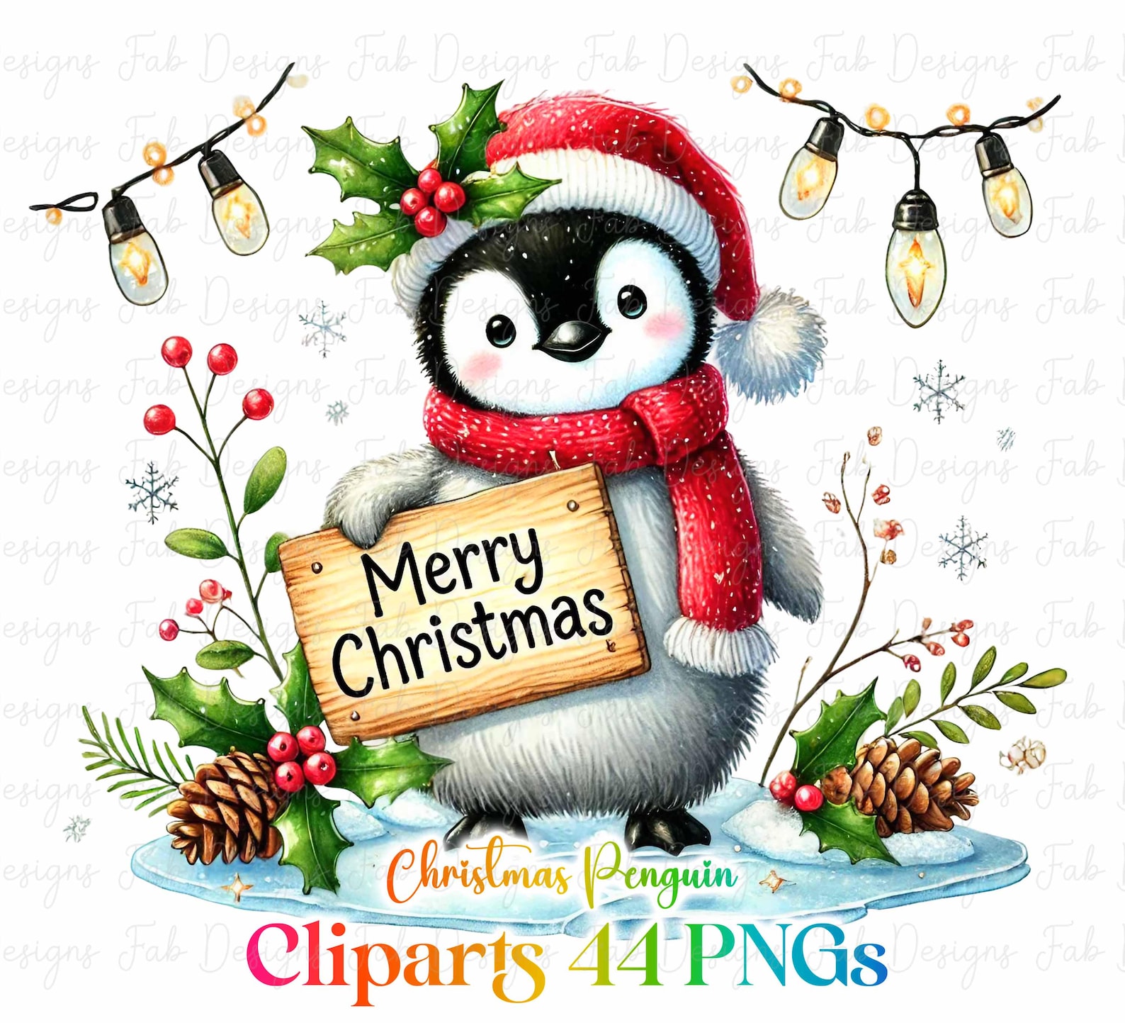 44 Winter Penguin Clipart PNG and JPG, Christmas Penguin Clipart ...