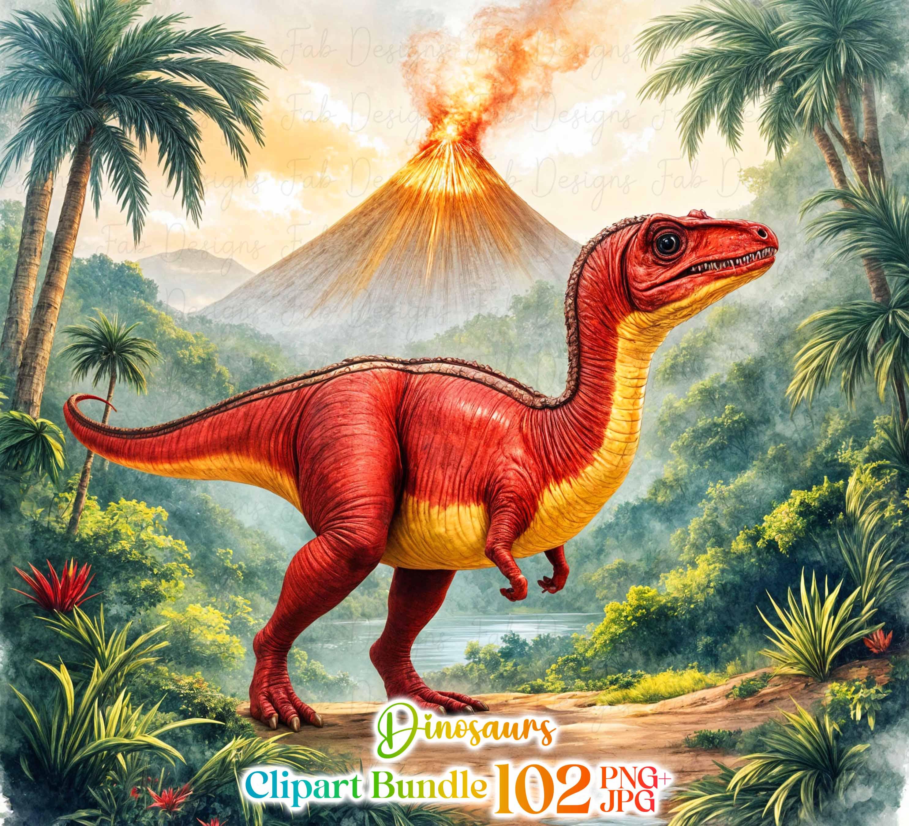 102 Dinosaurs PNG Bundle, Cute Dragon Steampunk Dragon,watercolor ...