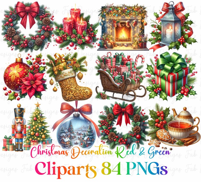 84 Christmas Decoration Clipart, High Quality Pngs, Digital Download ...