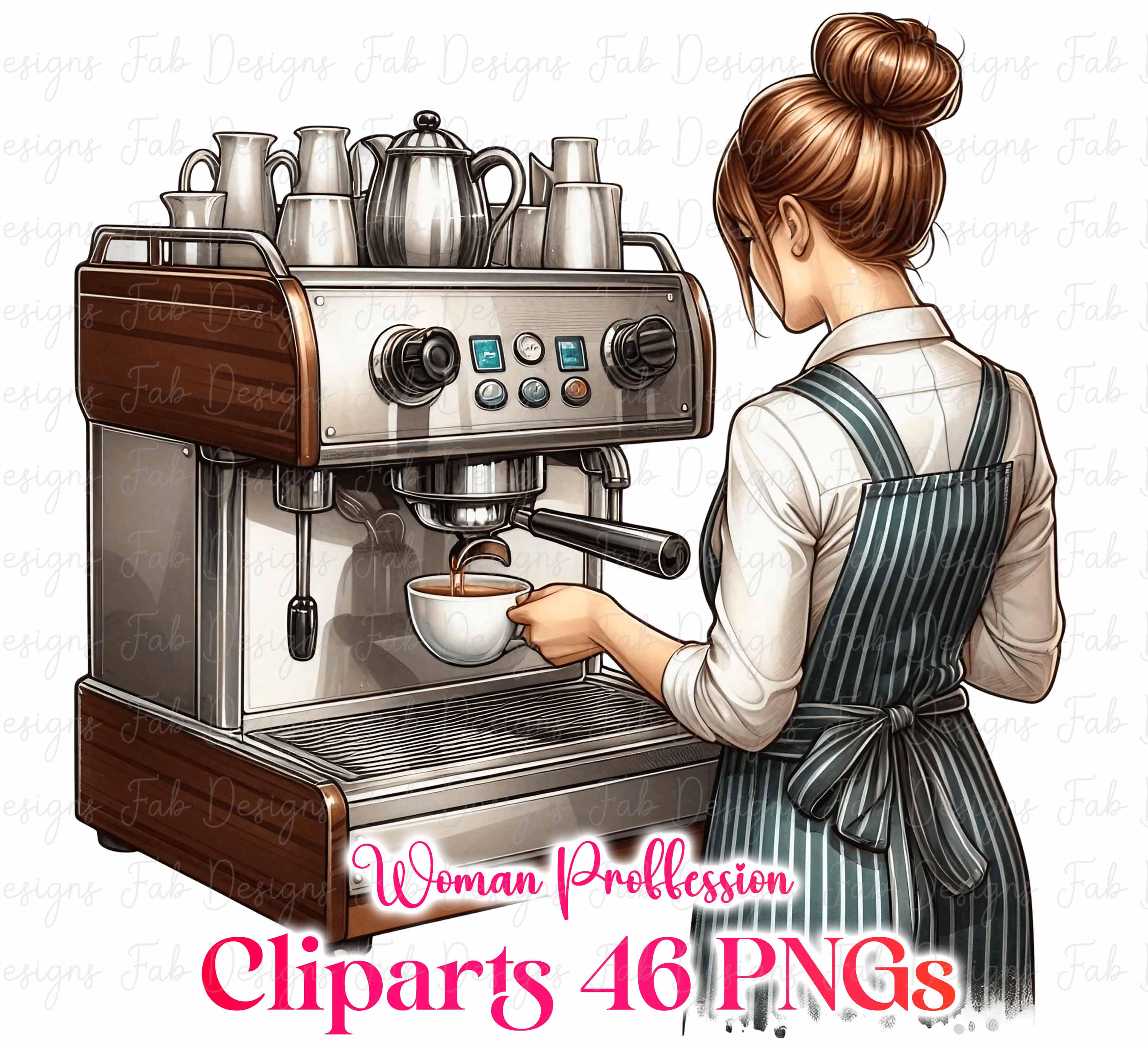 Watercolor Woman Profession Clipart: Career PNG Stickers (digital ...