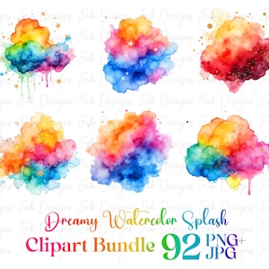 92 Dreamy Watercolor Splash Clipart PNG Paint Splatter Clipart Alcohol ...