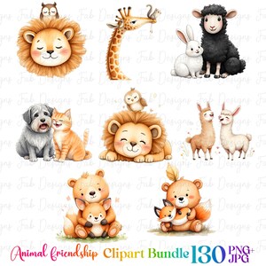 130 Watercolor Cute Animals Clipart, Cute Animal, Watercolor Animals ...