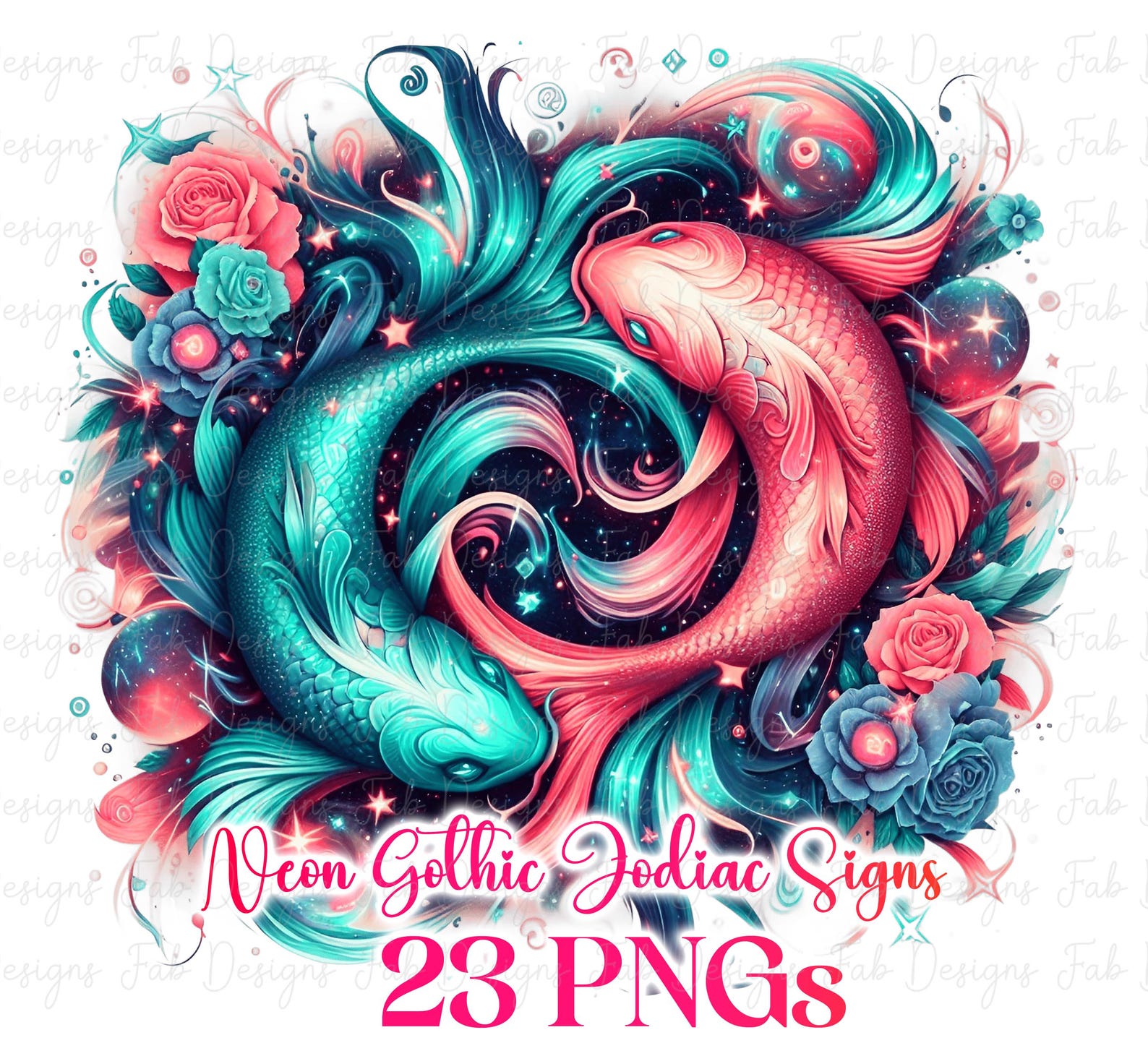 23 Neon Gothic Zodiac Signs PNG Bundle (digital Download) - Etsy