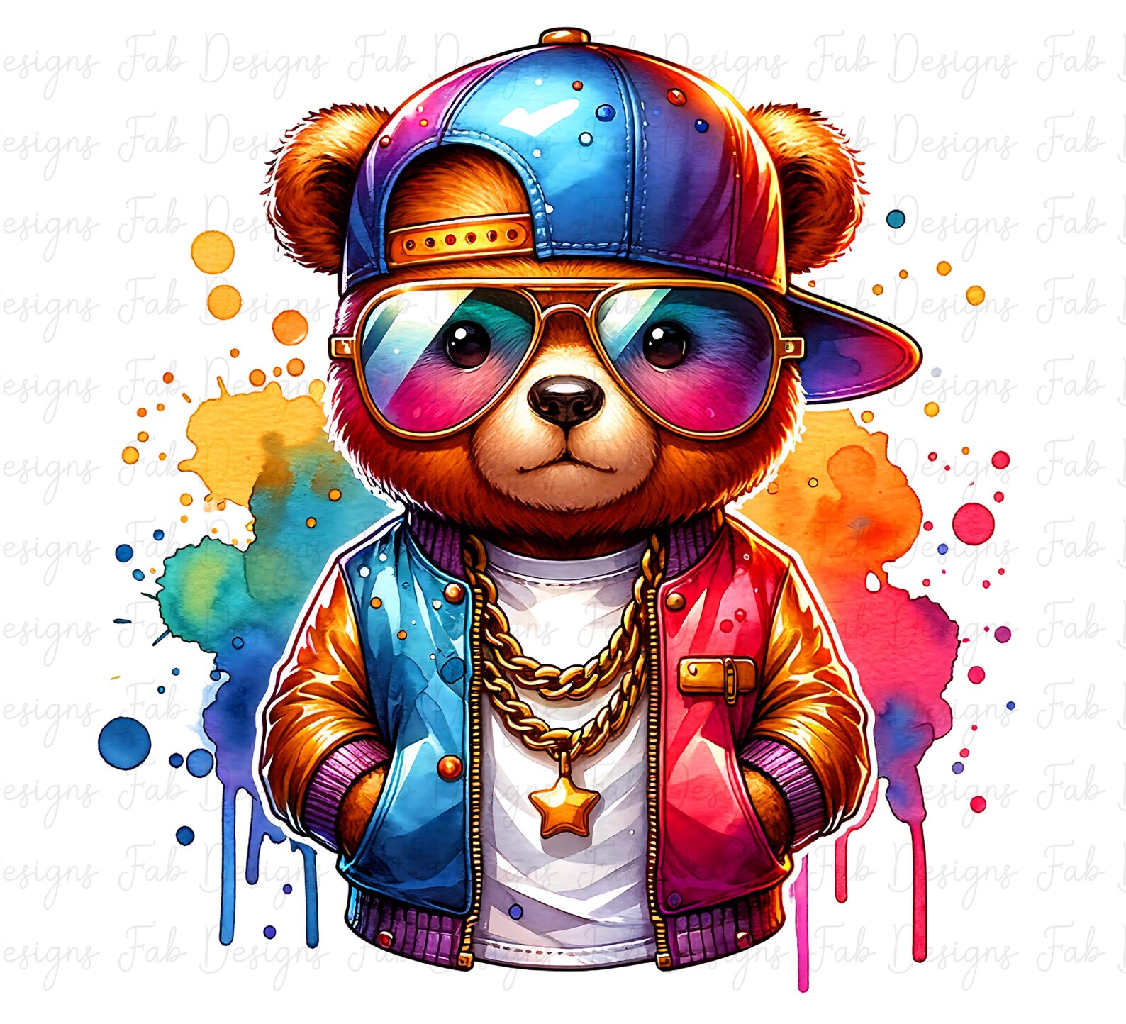 26 Watercolor Cool Bear Collection Clipart Bundle, Birthday Clipart ...