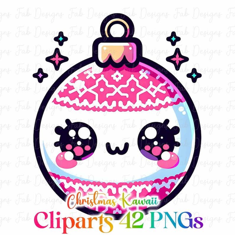Kawaii Christmas Clipart Set: Watercolor Santa, Reindeer, Snowman ...