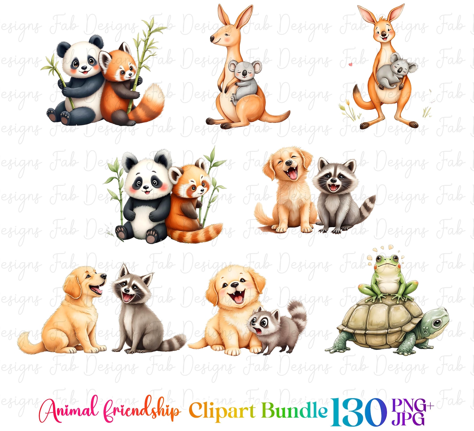 130 Watercolor Cute Animals Clipart, Cute Animal, Watercolor Animals ...
