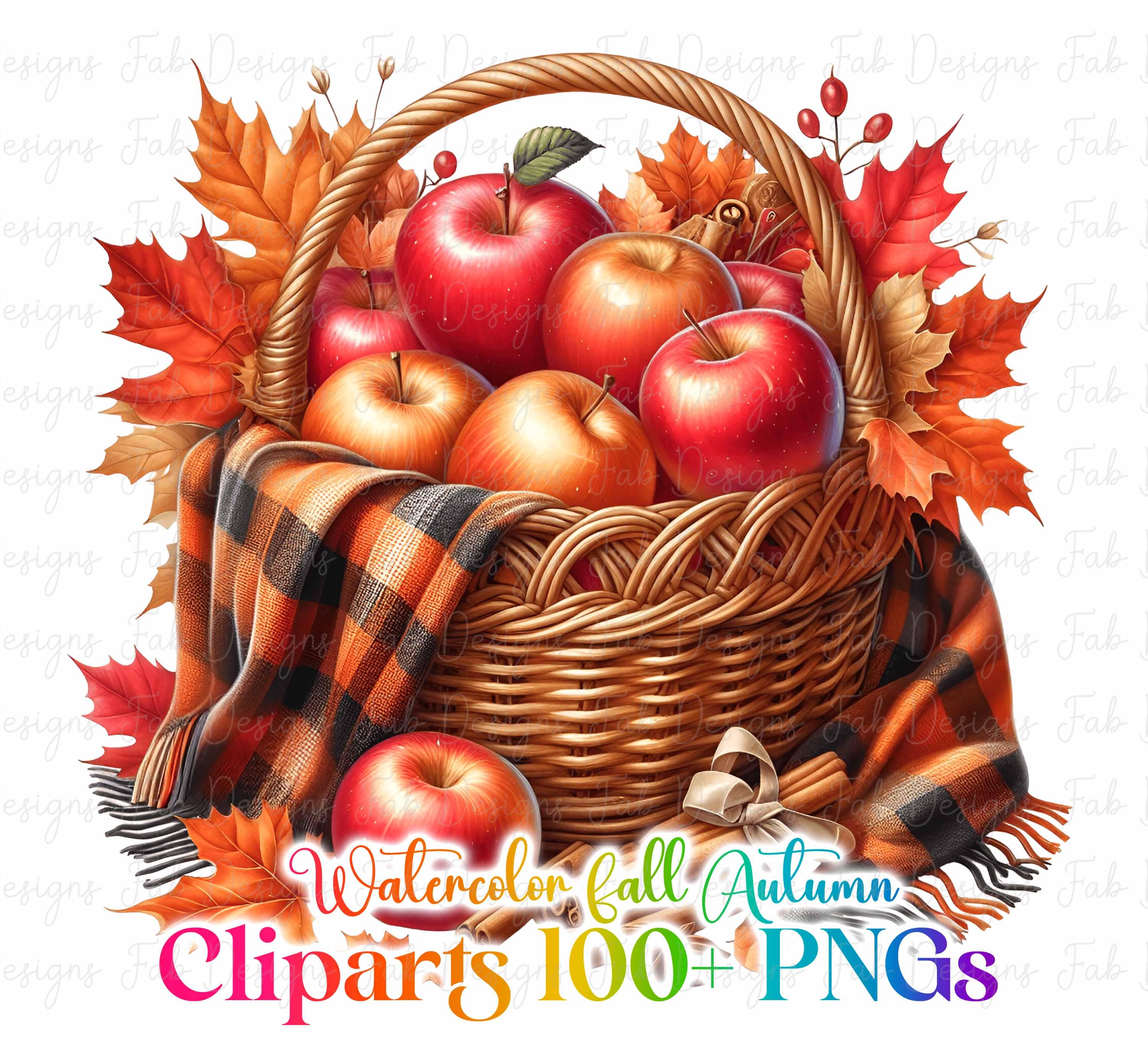 Watercolor Autumn Clipart Bundle: Fall Wreath, Bouquet (digital ...
